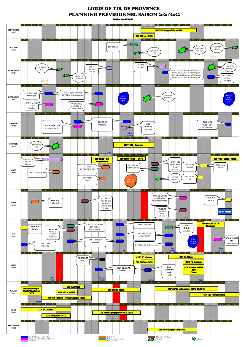 Calendrier des compétitions